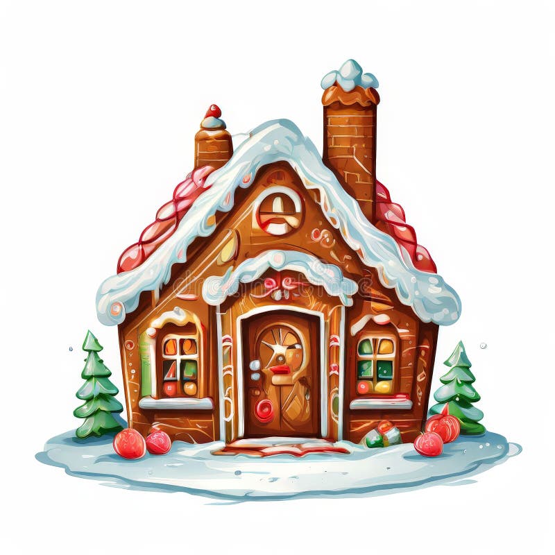 AI Image Generator, Cartoon Style Gingerbread House Isolated Stock ...