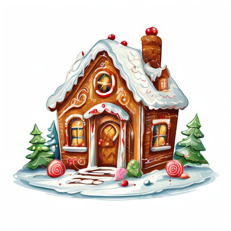 AI Image Generator, Cartoon Style Gingerbread House Isolated Stock ...