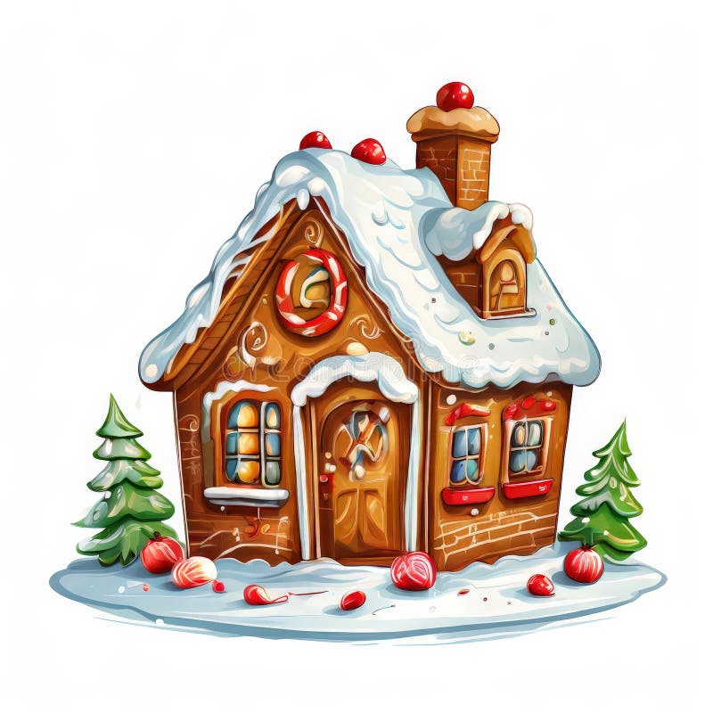 AI Image Generator, Cartoon Style Gingerbread House Isolated Stock ...