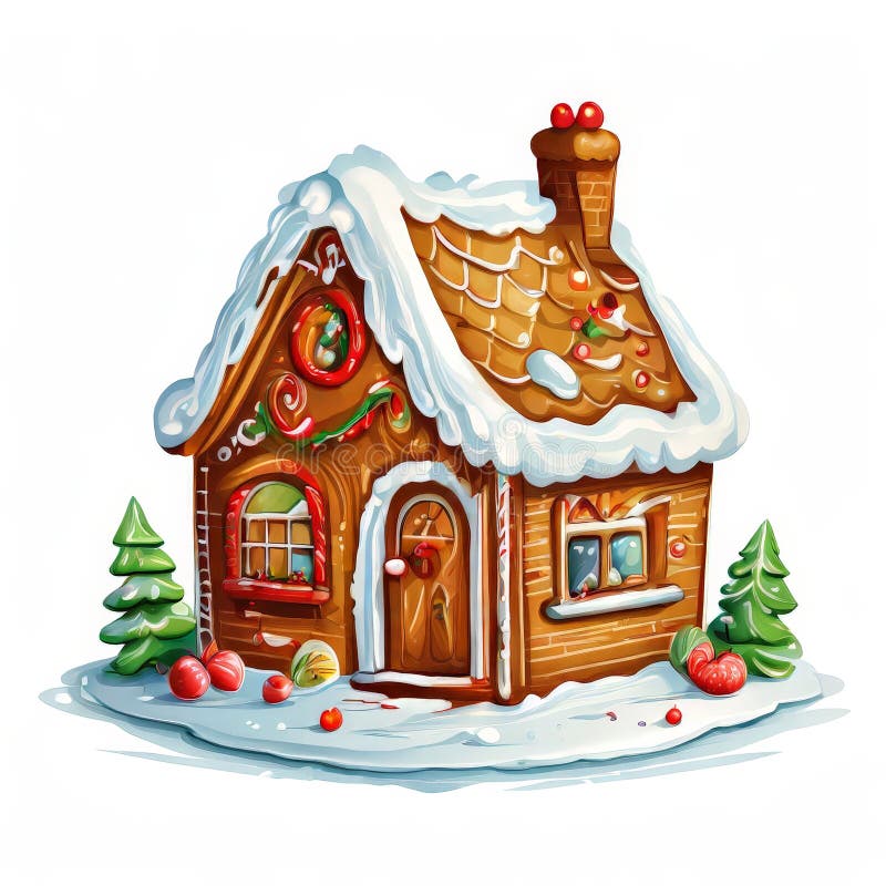 AI Image Generator, Cartoon Style Gingerbread House Isolated Stock ...