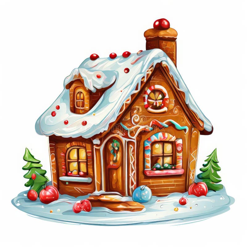 AI Image Generator, Cartoon Style Gingerbread House Isolated Stock ...
