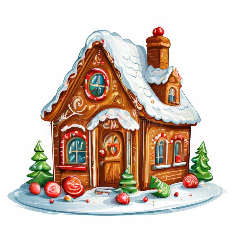 AI Image Generator, Cartoon Style Gingerbread House Isolated Stock ...