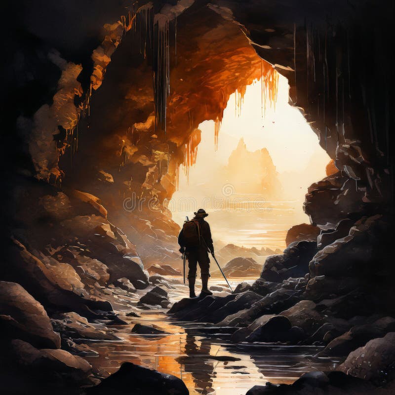 AI Image Generator, Cave Explorer S Shadow. Silhouette Concept ...