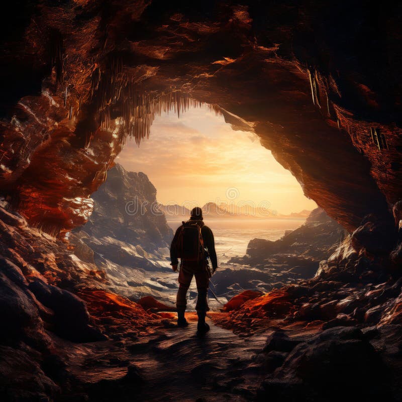 AI Image Generator, Cave Explorer S Shadow. Silhouette Concept ...