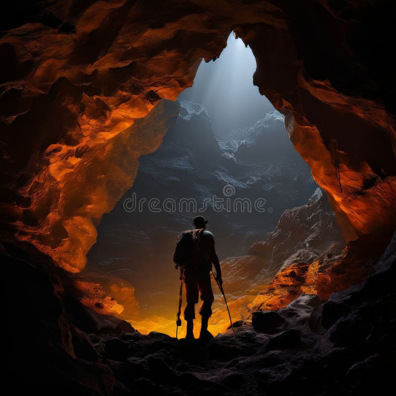 AI Image Generator, Cave Explorer S Shadow. Silhouette Concept ...