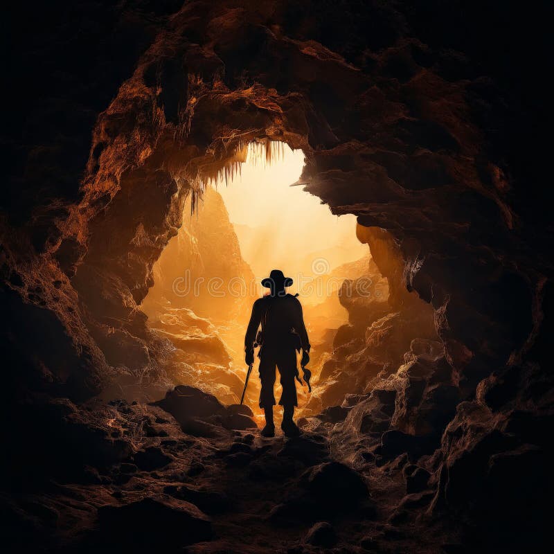 AI Image Generator, Cave Explorer S Shadow. Silhouette Concept ...