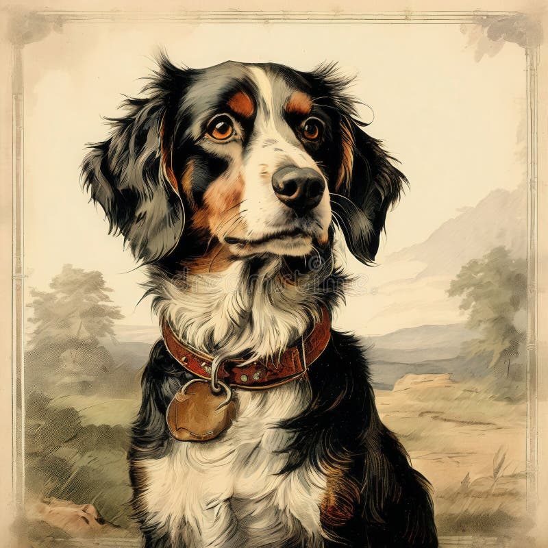An AI Image Generator, Charming Dog Sitting on Vintage Table with ...