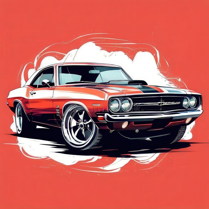 The AI Image Generator, Classic Blue Muscle Car with Flames in Motion ...