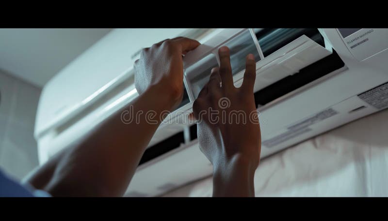 AI Image Generator of Cleaning the Air Conditioner Stock Illustration ...