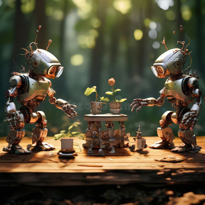 The AI Image Generator, Conversation between the Two Robots Editorial ...