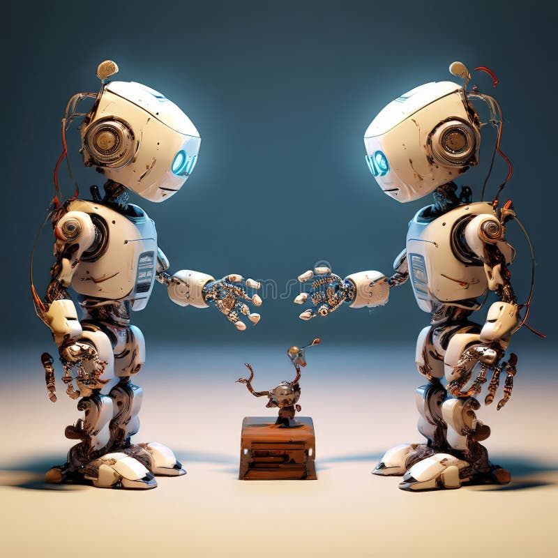 The AI Image Generator, Conversation between the Two Robots Editorial ...