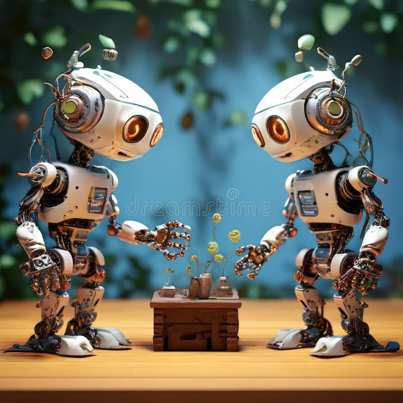 The AI Image Generator, Conversation between the Two Robots Editorial ...