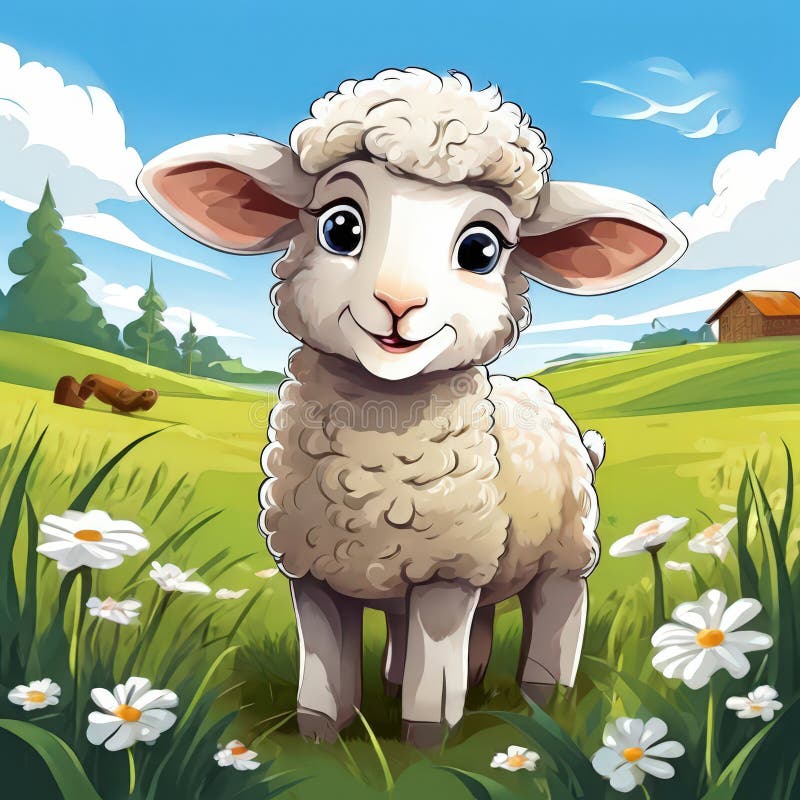 The AI Image Generator, Cute Lamb, Happy Lamb with Flowers. Lamb in ...