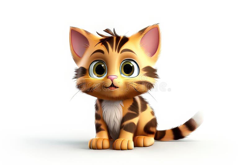 The AI Image Generator, 3D Cute Cat with Big Eye Stock Illustration ...