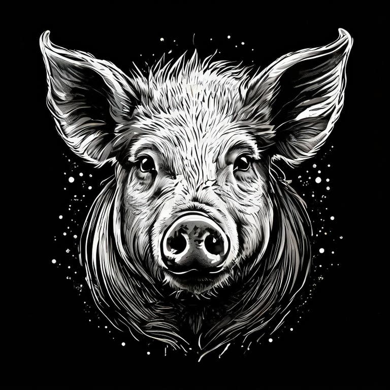 The AI Image Generator, Drawing of a Pig Stock Illustration ...