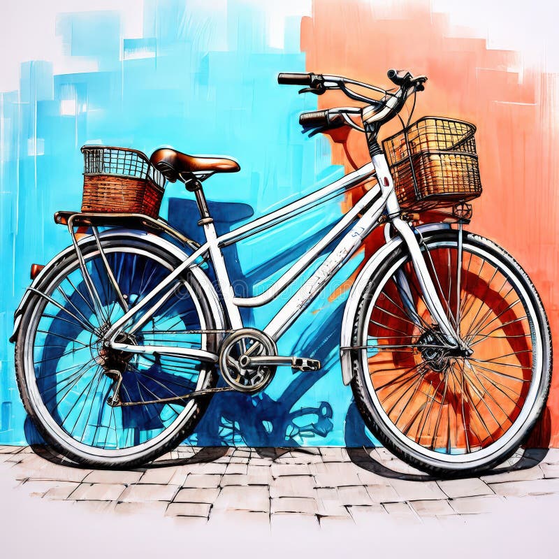 The AI Image Generator, Drive with Bicycle Stock Illustration ...