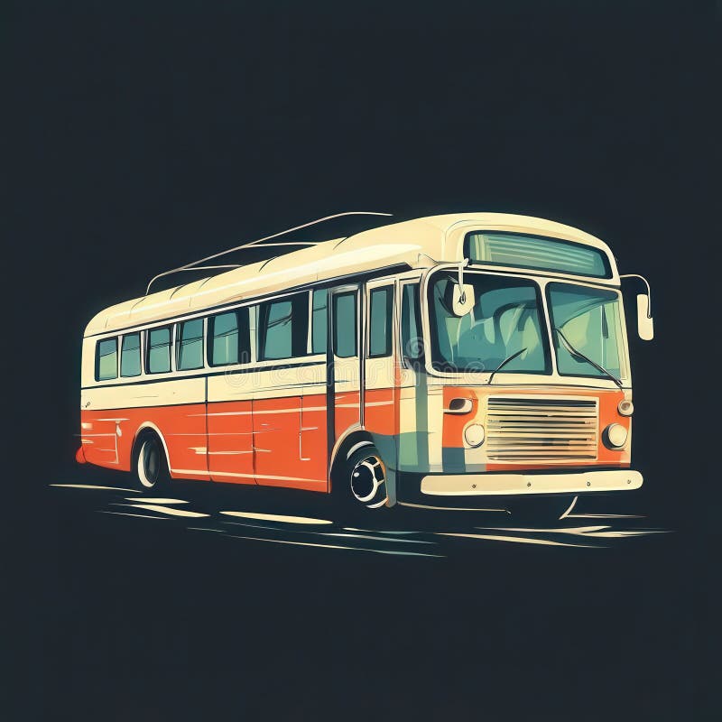 The AI Image Generator, Empty Retro-style City Bus Stands Isolated ...