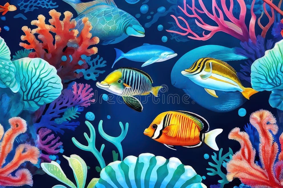 The AI Image Generator, Fish in Aquarium Stock Illustration ...