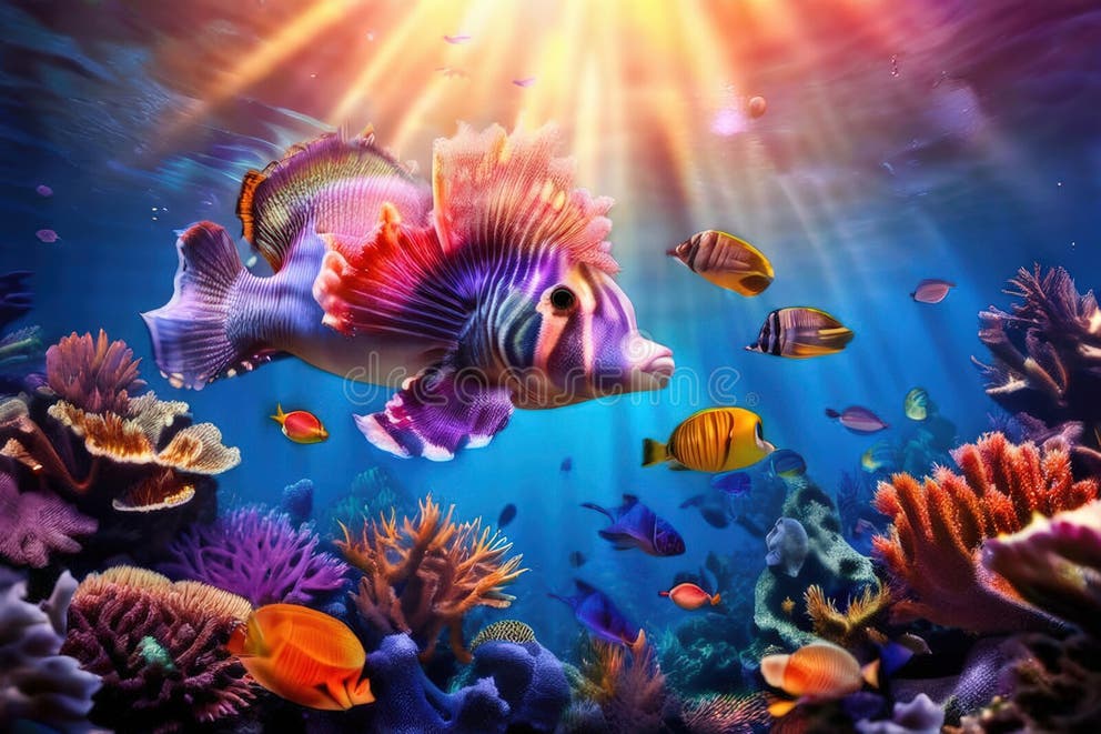 The AI Image Generator, Fish in Aquarium Stock Illustration ...