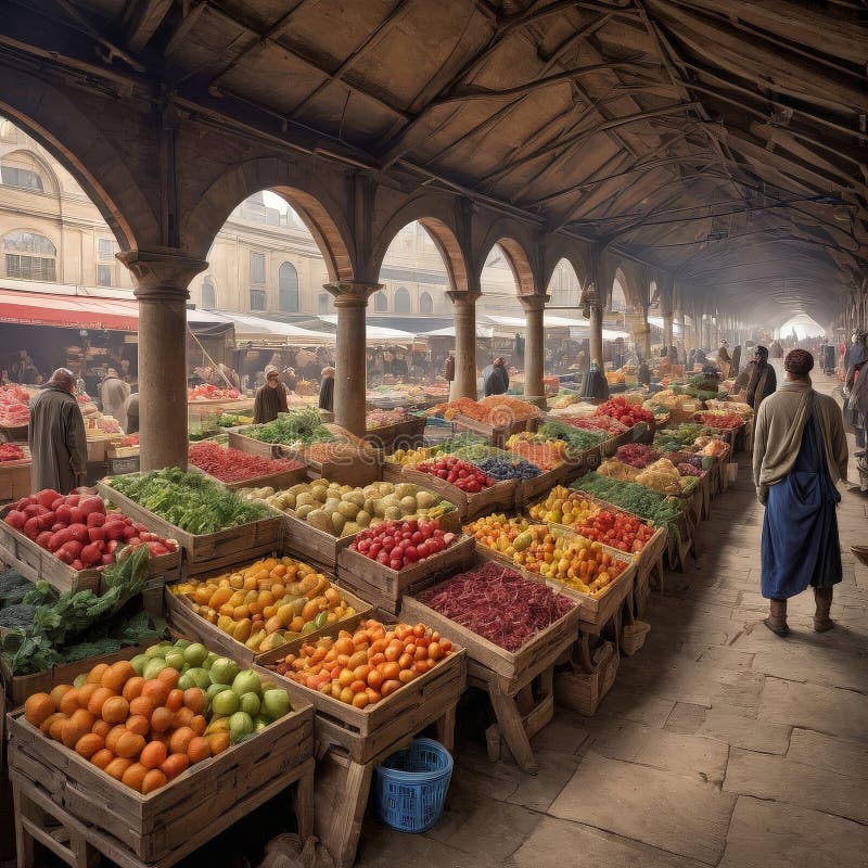 AI Image Generator, Fresh Produce on Display in Market Stock ...