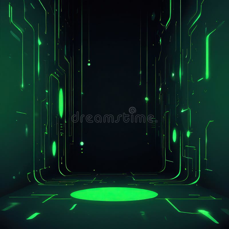 The AI Image Generator, Futuristic Neon Green Geometric Stage Stock ...
