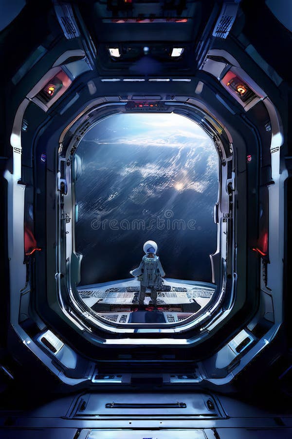 AI Image Generator, Futuristic Space Module Interior Stock Illustration ...