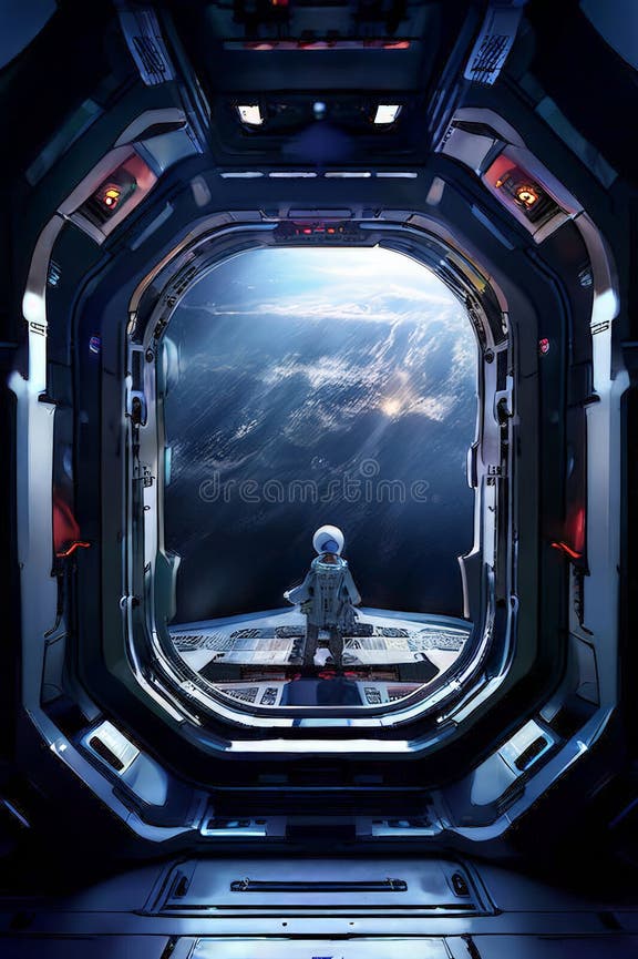 AI Image Generator, Futuristic Space Module Interior Stock Illustration ...