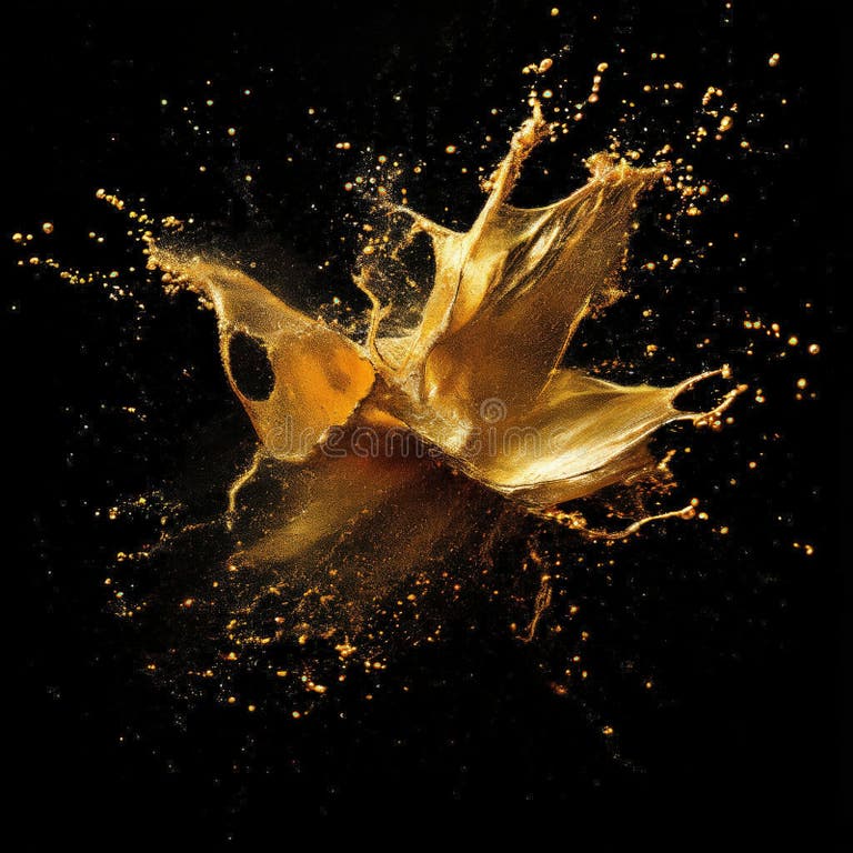 An AI Image Generator, Golden Liquid Explosion on Black Background ...