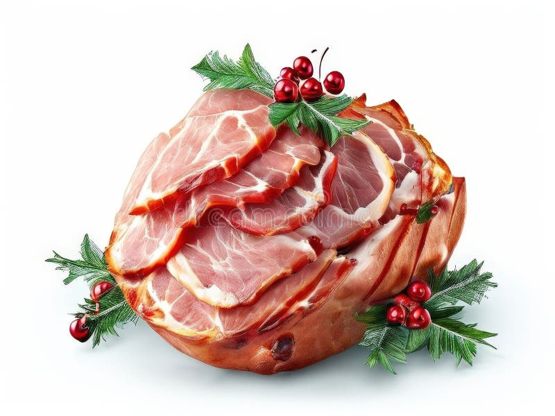 The AI Image Generator, Ham with Christmas Decorations and Pine Leaves ...