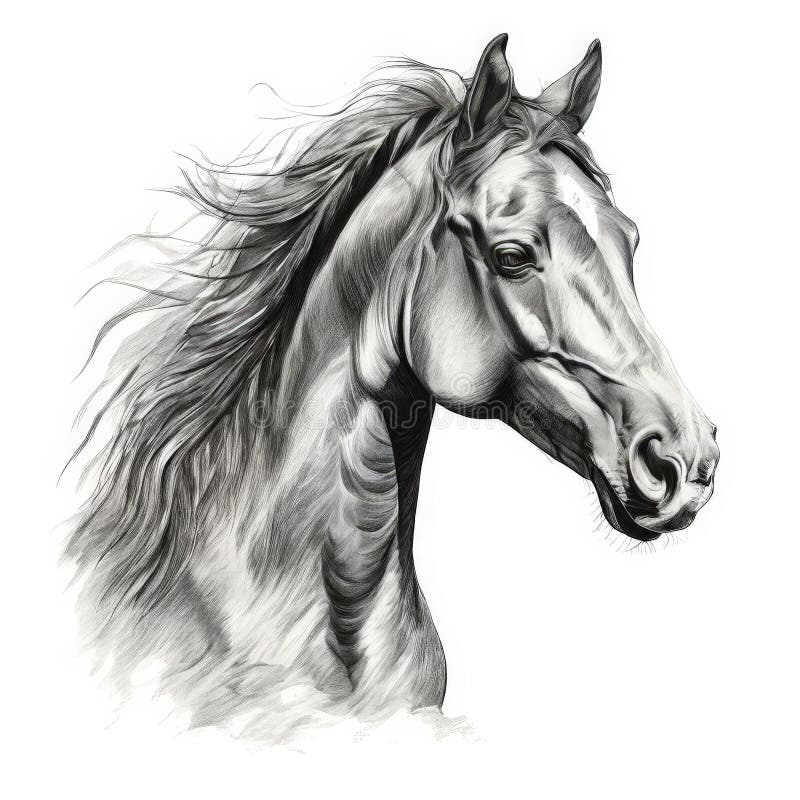 The AI Image Generator, Horse Head Drawing Haute Stock Illustration ...