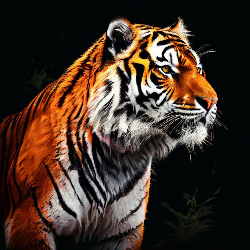 AI Image Generator, Intense Tiger Face Close-Up Stock Illustration ...