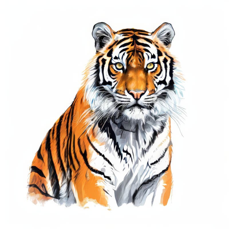 AI Image Generator, Intense Tiger Face Close-Up Stock Illustration ...
