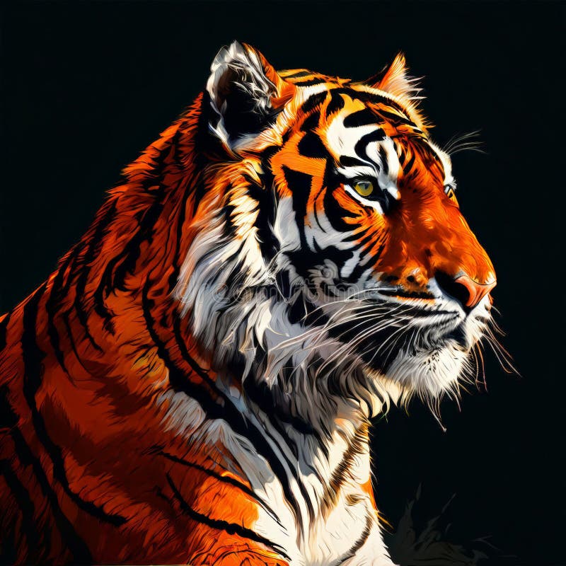 AI Image Generator, Intense Tiger Face Close-Up Stock Illustration ...