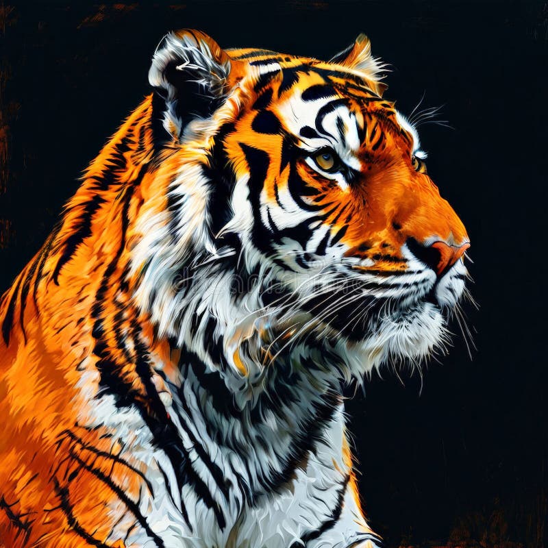 AI Image Generator, Intense Tiger Face Close-Up Stock Illustration ...