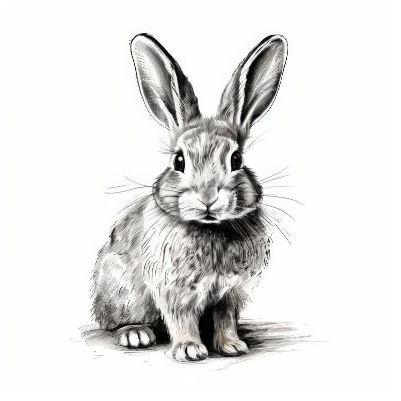The AI Image Generator, Line Drawing of Rabbit Over White Background ...