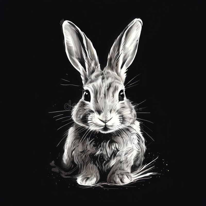The AI Image Generator, Line Drawing of Rabbit Over White Background ...