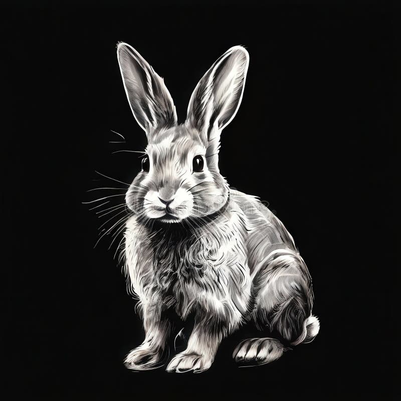 The AI Image Generator, Line Drawing of Rabbit Over White Background ...