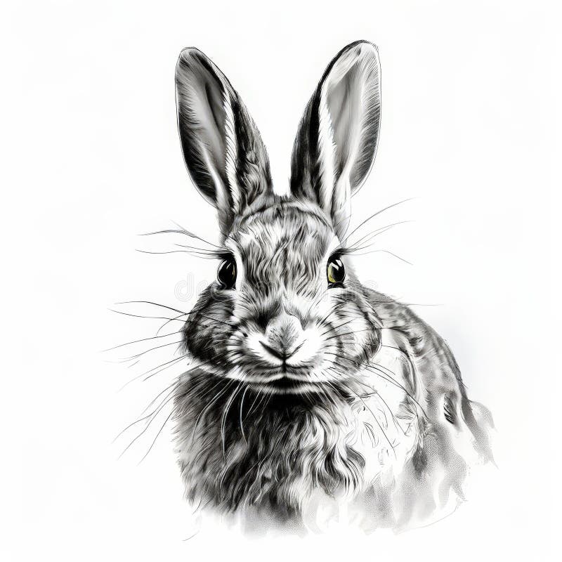 The AI Image Generator, Line Drawing of Rabbit Over White Background ...