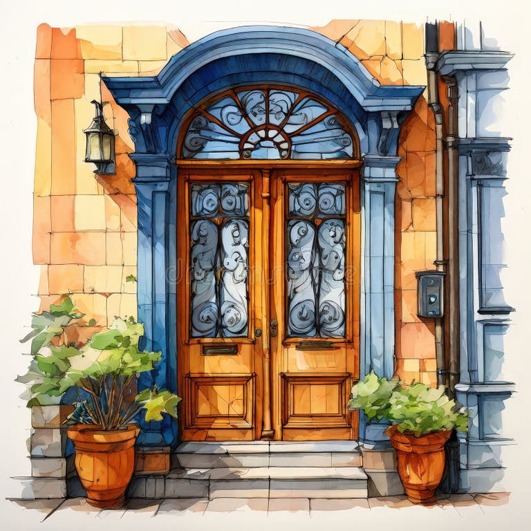 The AI Image Generator, Medieval Front Door Stock Illustration ...