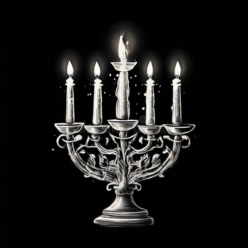 The AI Image Generator, Menorah with Lit Candles Editorial Photo ...
