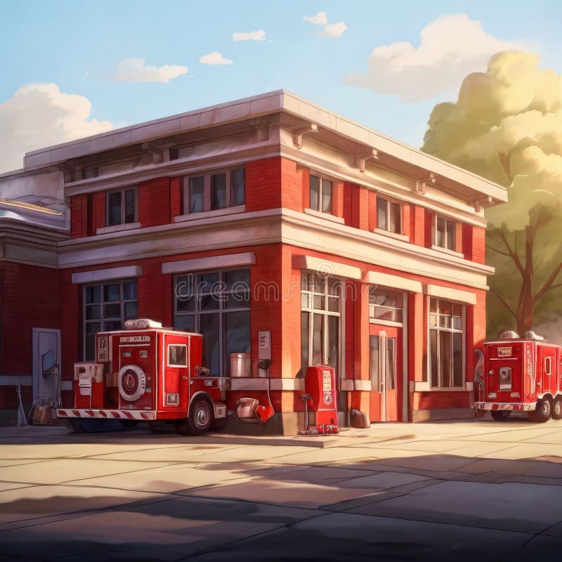 The AI Image Generator, Modern Fire Station with Neon Safety Sign ...