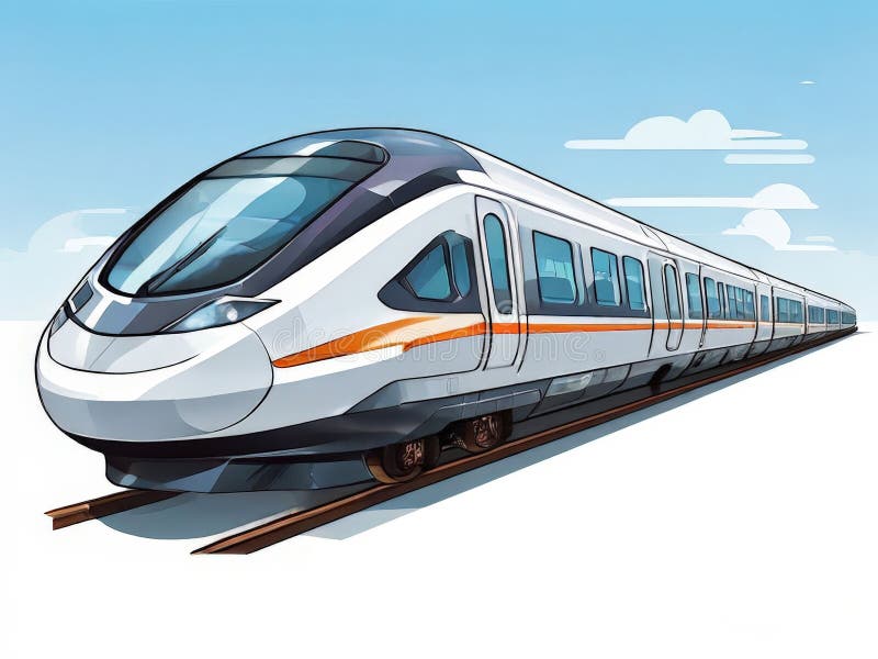 An AI Image Generator, Modern High-Speed Train on Railway Tracks W ...