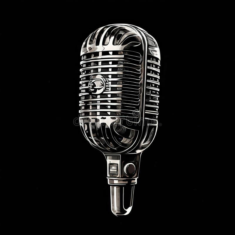 The AI Image Generator, Modern Microphone Placed on Black Table in ...