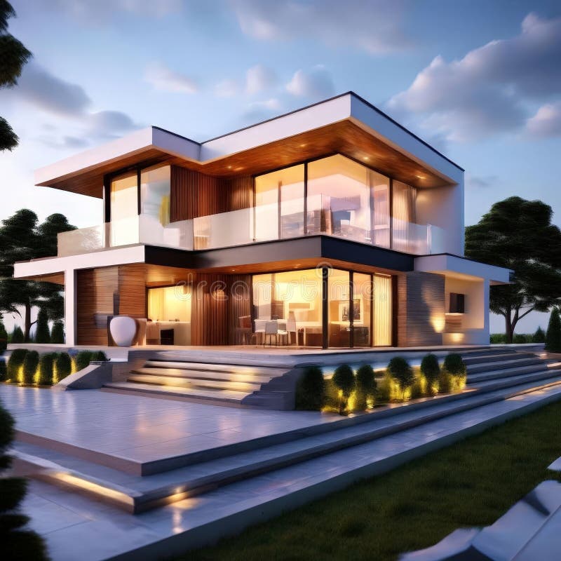 AI Image Generator, Nice Looking Duplex House 3d Rendering Stock ...