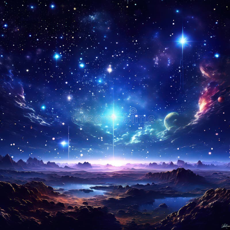 The AI Image Generator, Night Sky and Moon Stock Illustration - Illustration of cloudy, blue ...