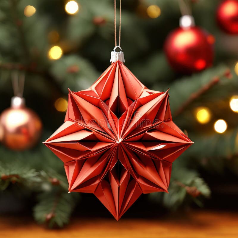 An AI Image Generator, Origami Star with Red and Cream Symmetrical ...
