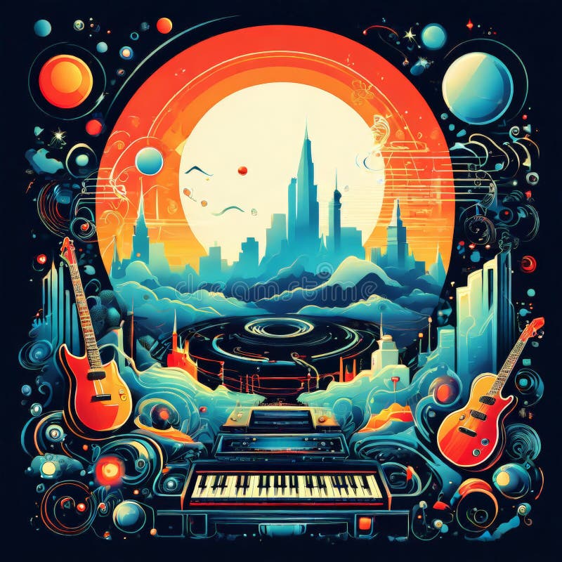 The AI Image Generator, Painting of Musical Instruments with a Dark and ...