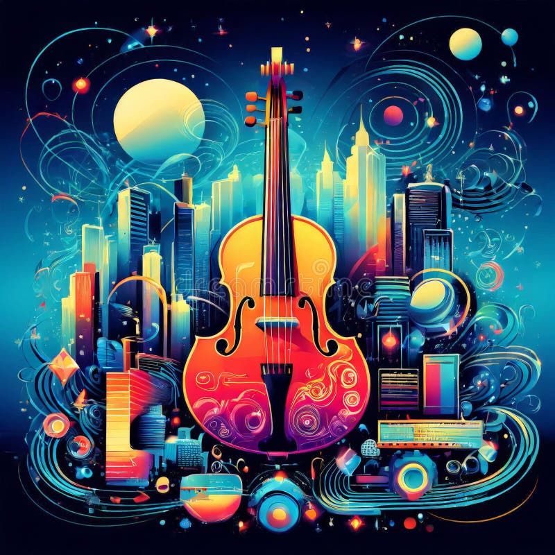 The AI Image Generator, Painting of Musical Instruments with a Dark and ...