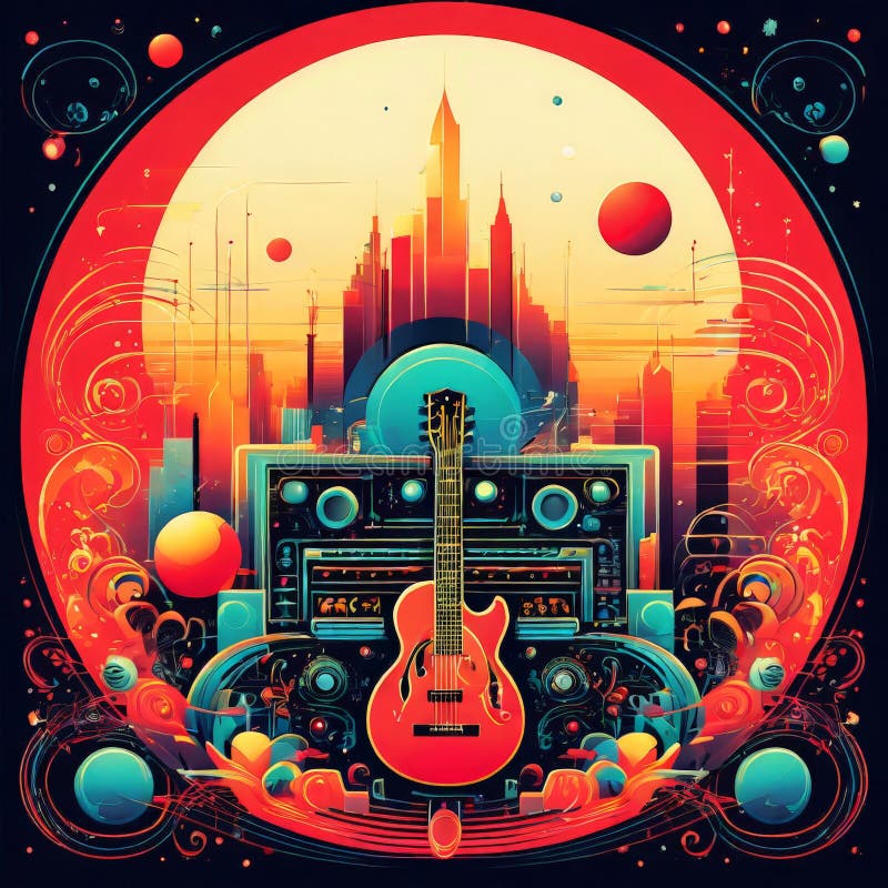 The AI Image Generator, Painting of Musical Instruments with a Dark and ...