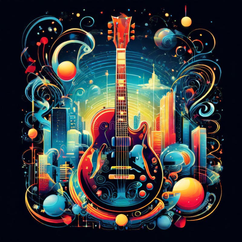 The AI Image Generator, Painting of Musical Instruments with a Dark and ...